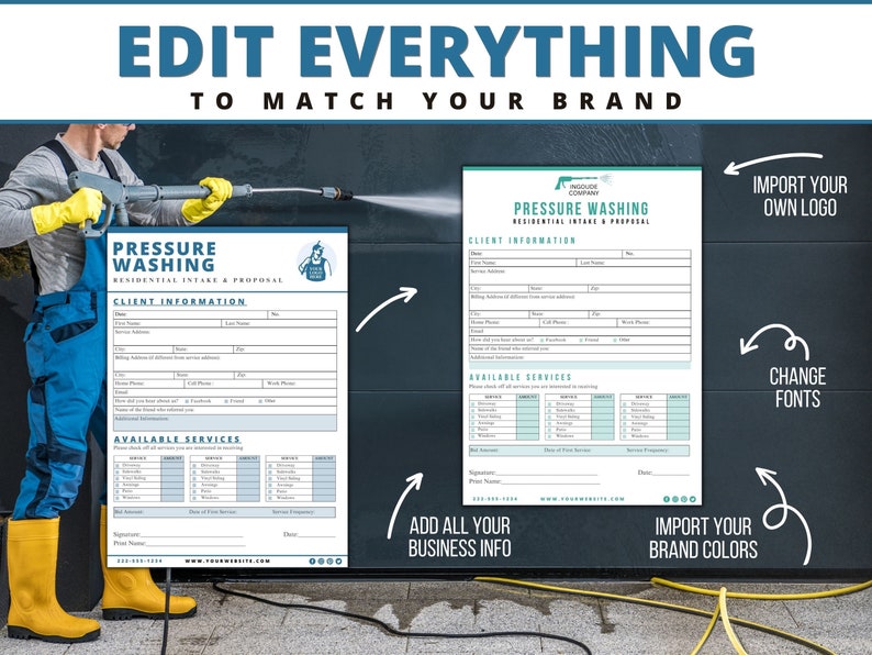 Pressure Washing Forms, Pressure Washing Template, Pressure Washing ...
