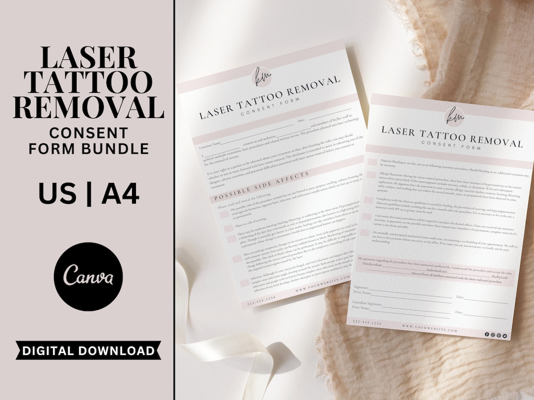 Tattoo Removal Consent Form Bundle, Tattoo Removal, Esthetician Forms ...