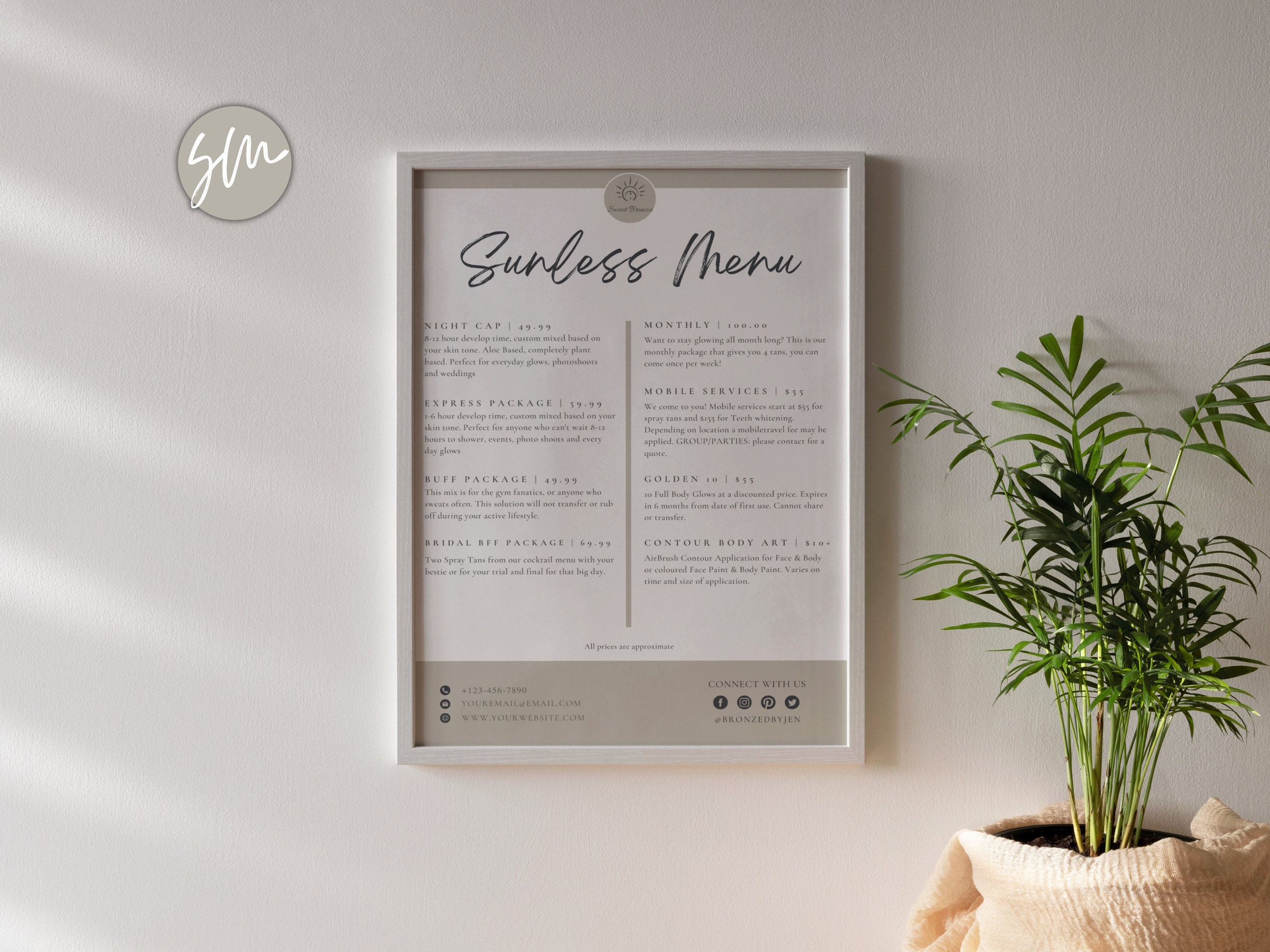 Spray Tan Price List, Price List Template, Editable Spray Tan Templates ...