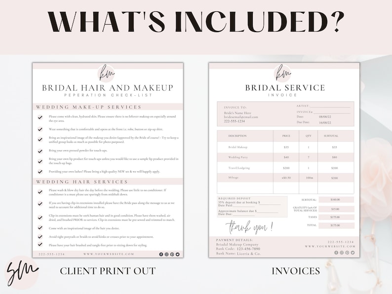 Bridal Hair Stylist and Makeup Artist Form Bundle, Salon Forms,bridal ...