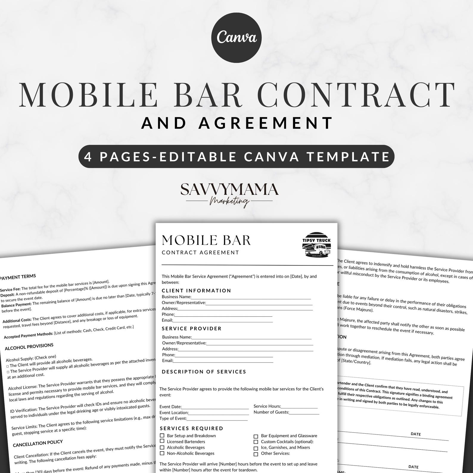 Mobile Bar Contract | Mobile Bartending Contract Template, Mobile Bar ...