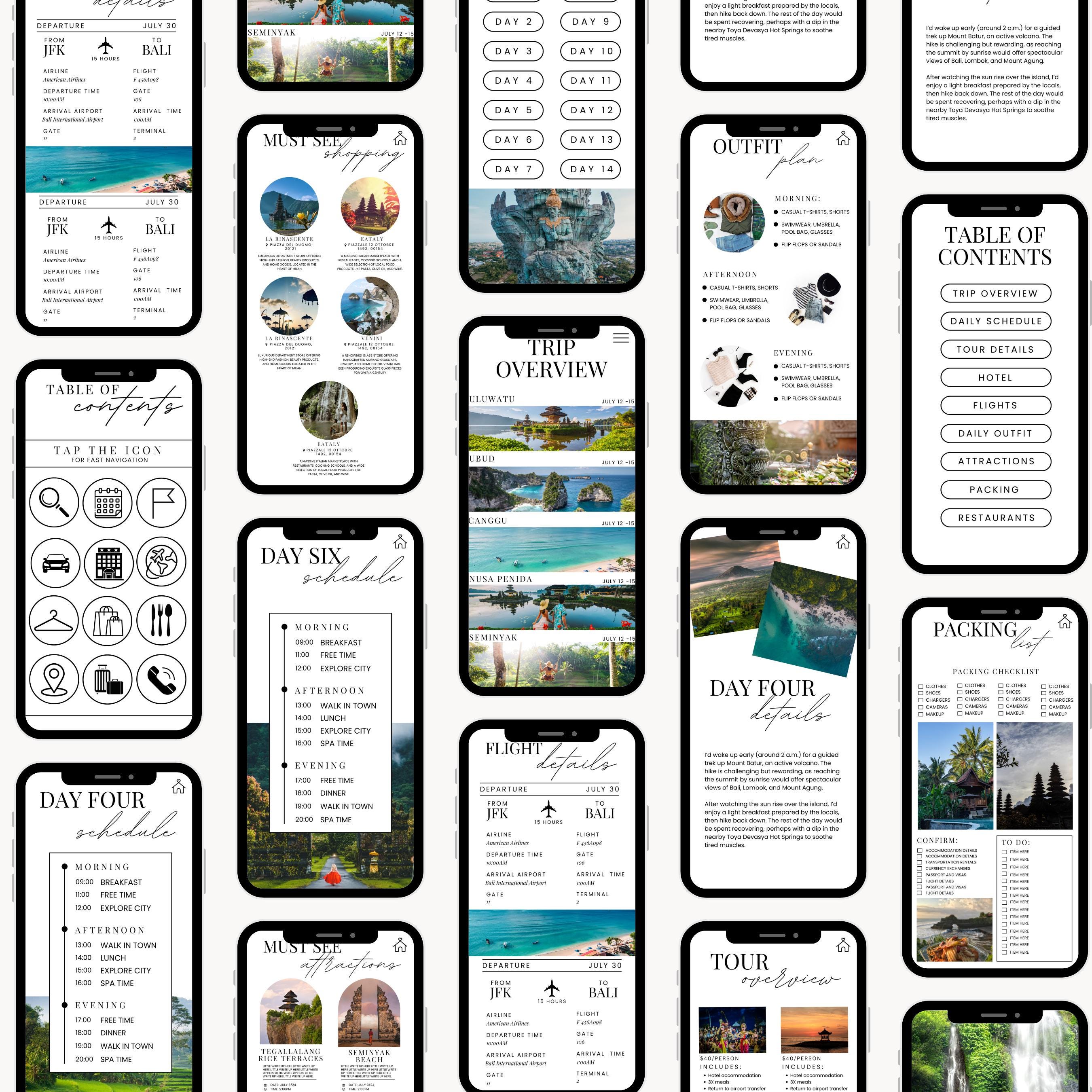 EDITABLE Travel Itinerary Template | Customizable Canva Mobile ...