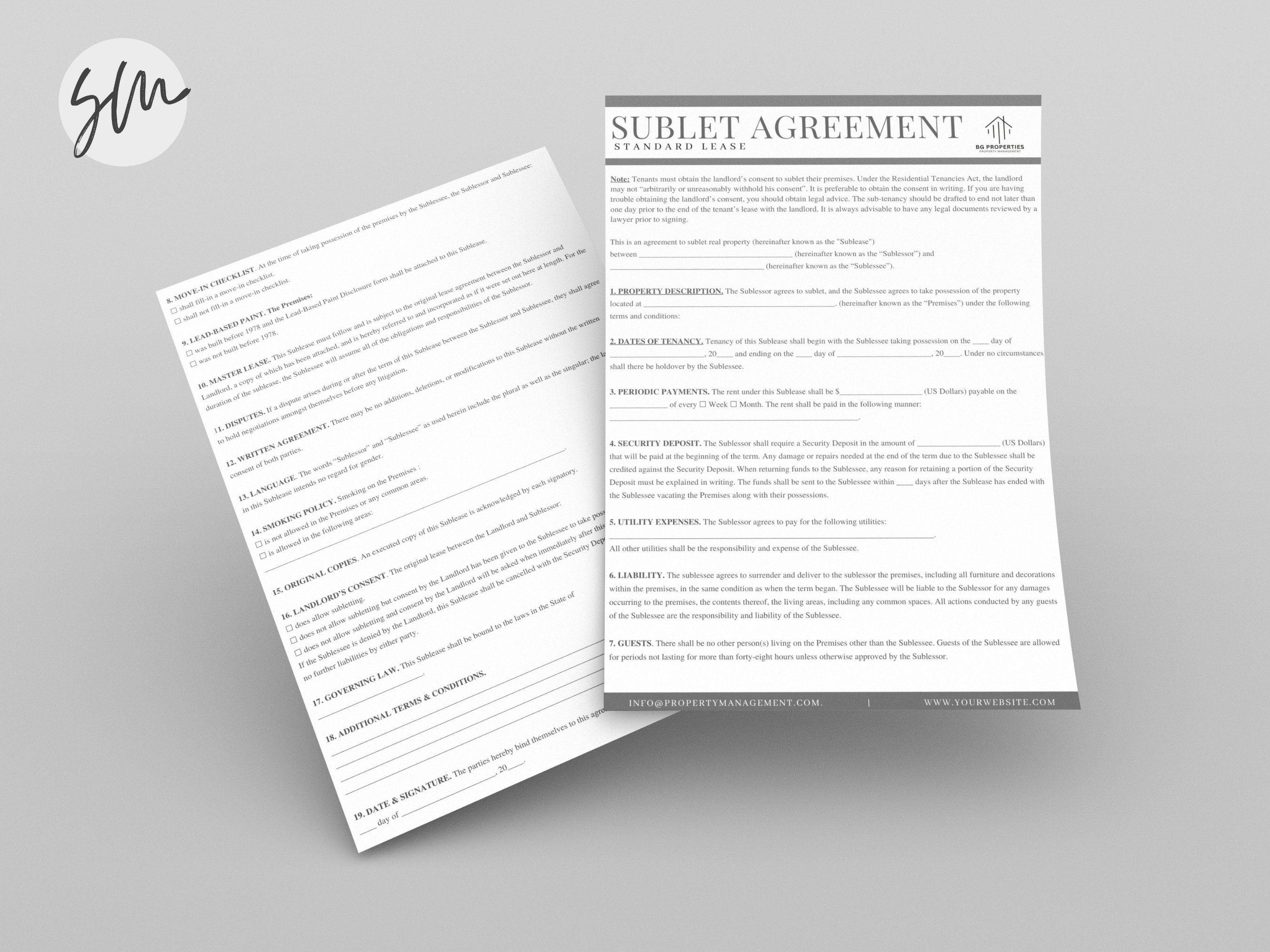EDITABLE Rental Agreement Template BUNDLE, Lease Agreement Template ...