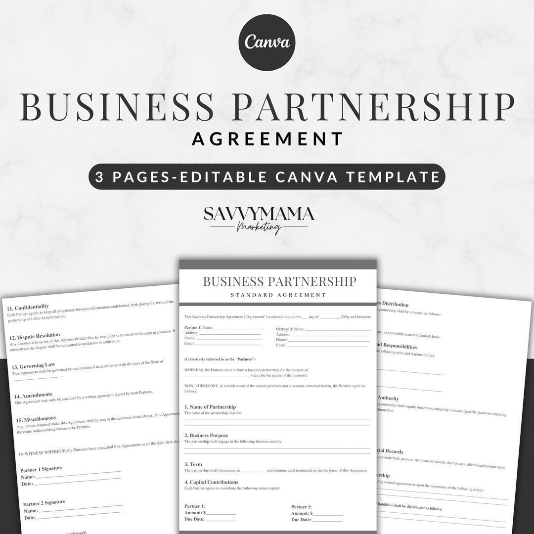 Business Partnership Agreement | Business Forms, Joint Venture ...