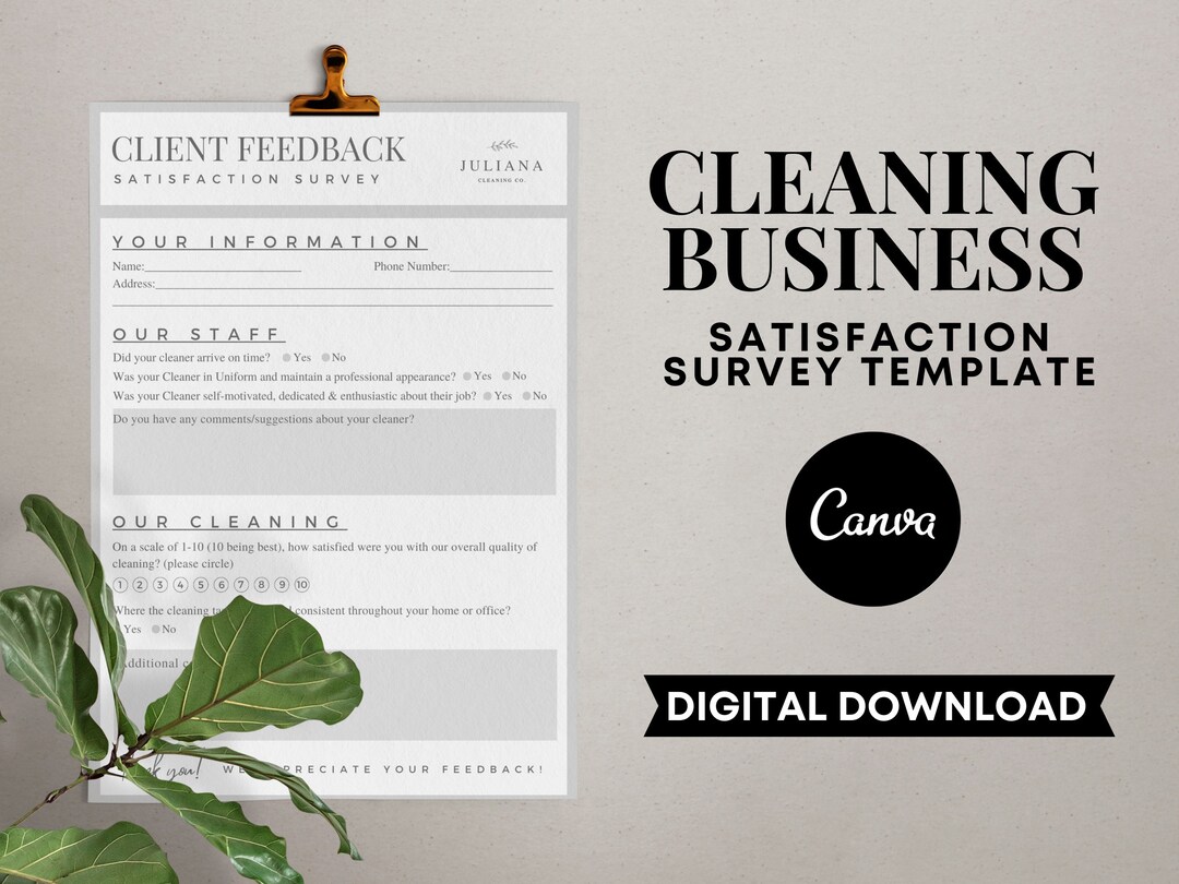 Cleaning Company Template, Client Feedback Card, Cleaning Feedback ...