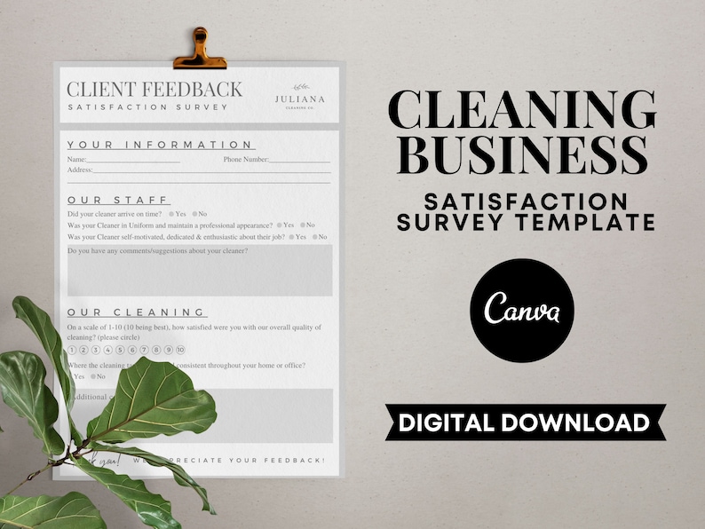 Cleaning Company Template, Client Feedback Card, Cleaning Feedback ...