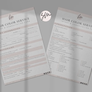 Hair Color Service Waiver, Hairstylist Consultation Form, Color ...