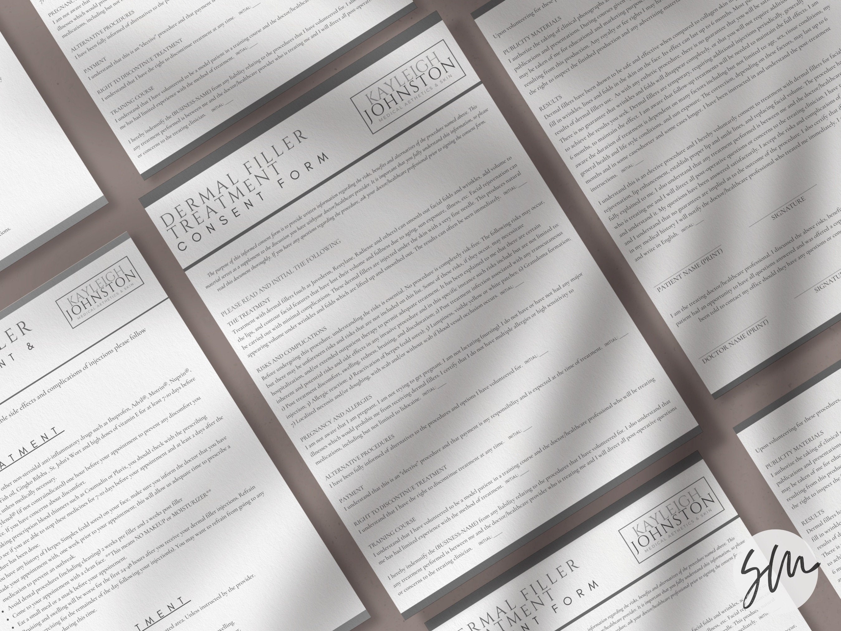 EDITABLE Dermal Filler Consent Form, Dermal Filler Aftercare,nurse ...