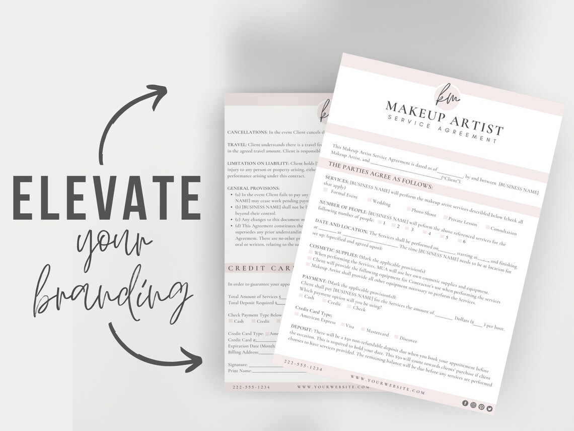 Makeup Artist Intake Bundle, MUA Contract, Makeup Service Forms ...