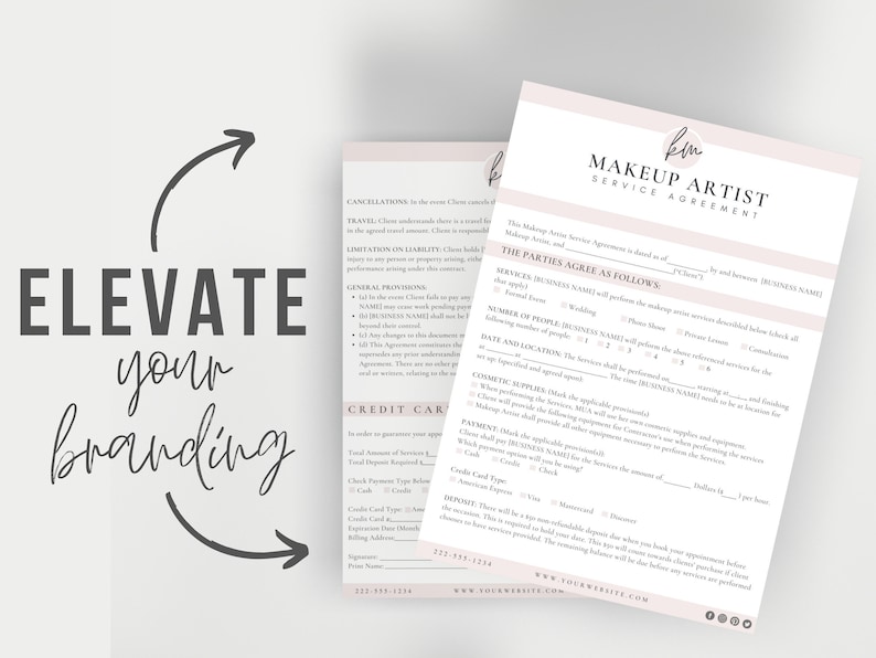 Makeup Artist Intake Bundle, MUA Contract, Makeup Service Forms ...