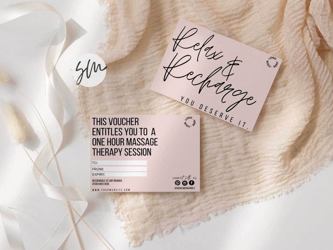 Spa Gift Card Template, Editable Gift Card Template, DIY Printable Gift ...