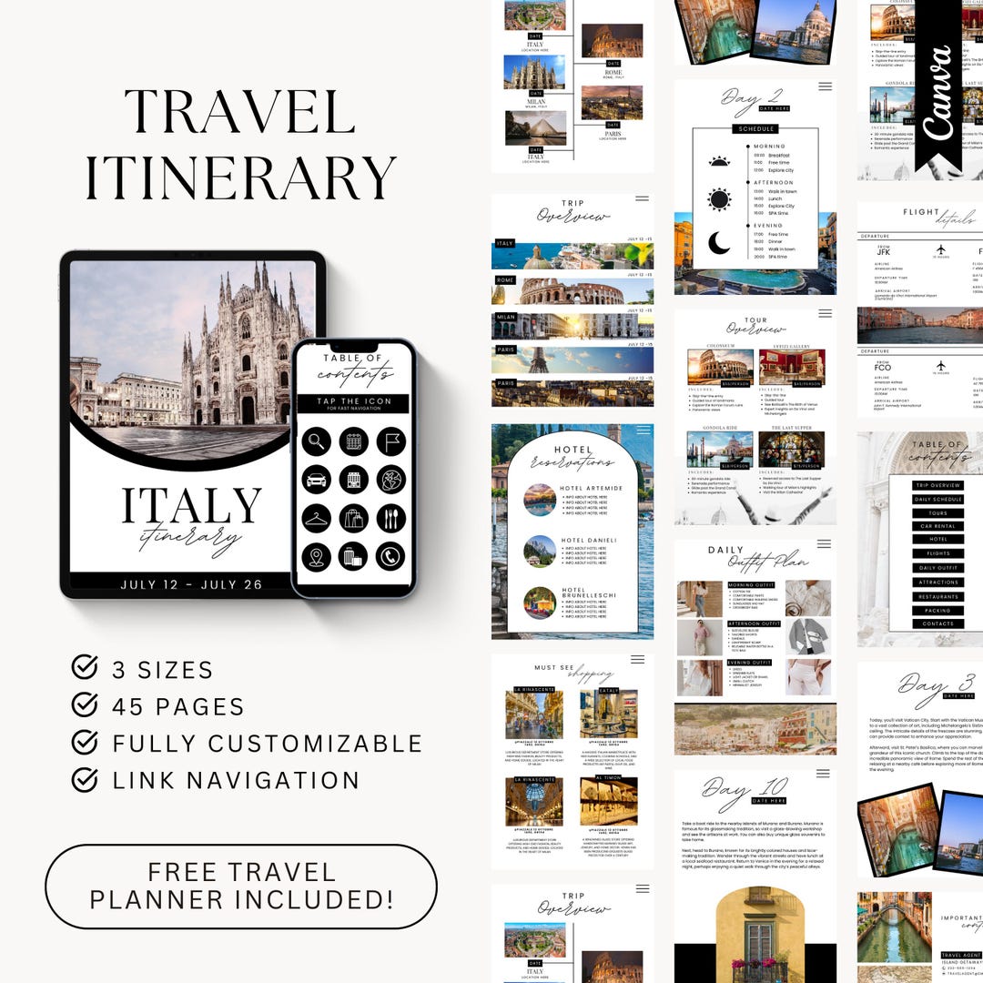EDITABLE Travel Itinerary Template | Customizable Canva Mobile ...