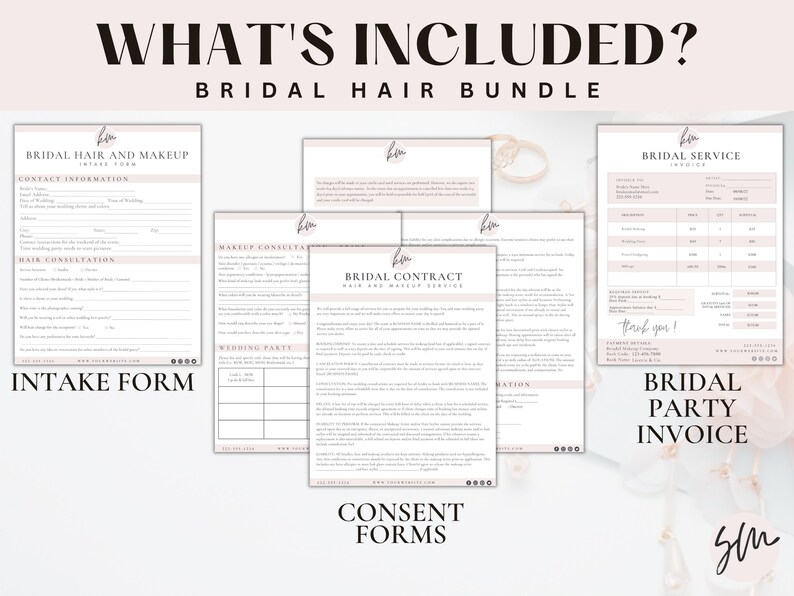 Bridal Hair Stylist and Makeup Artist Form Bundle, Salon Forms,bridal ...