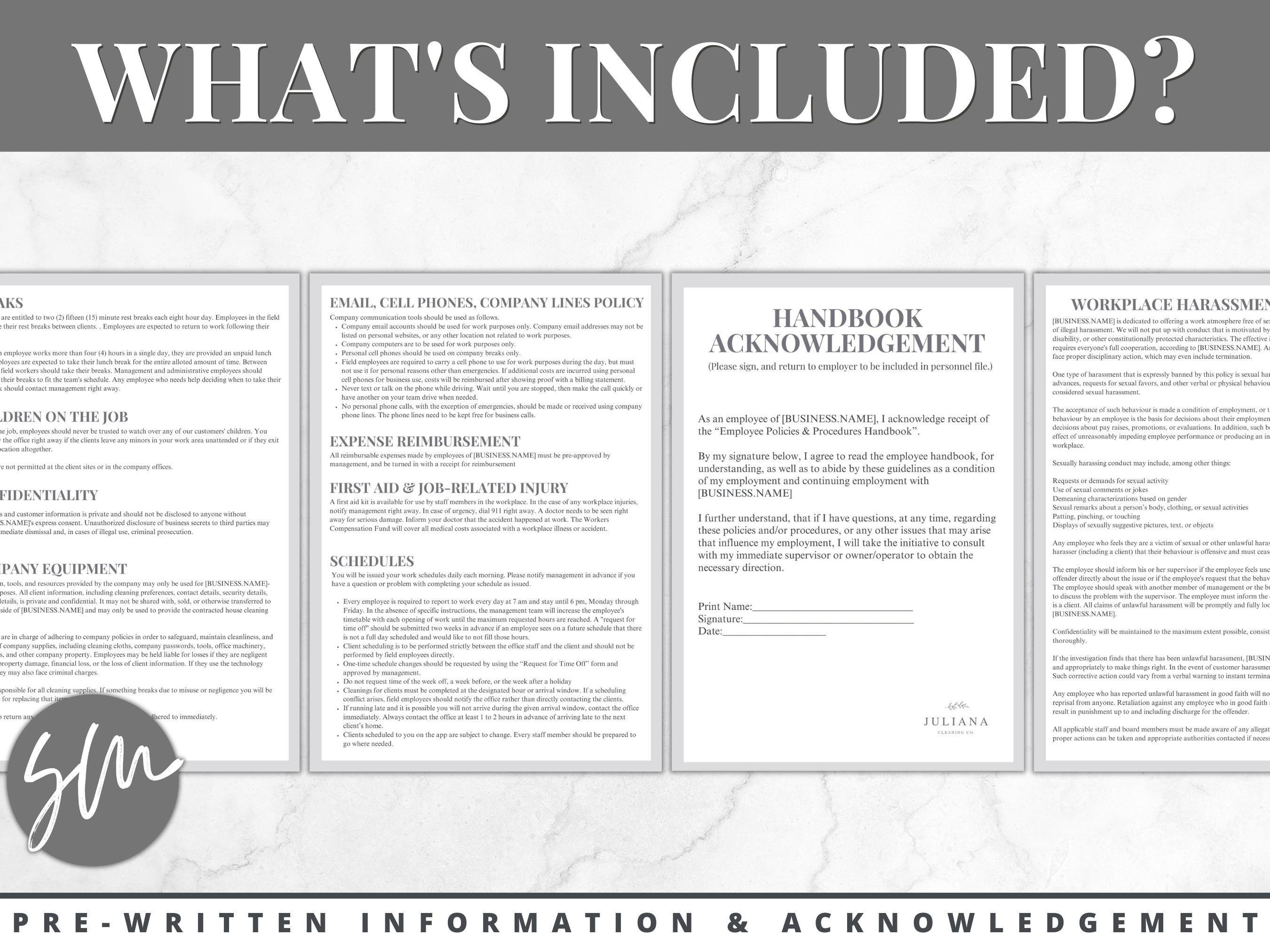 Cleaning Business Employee Handbook Template, Editable Canva Manual ...