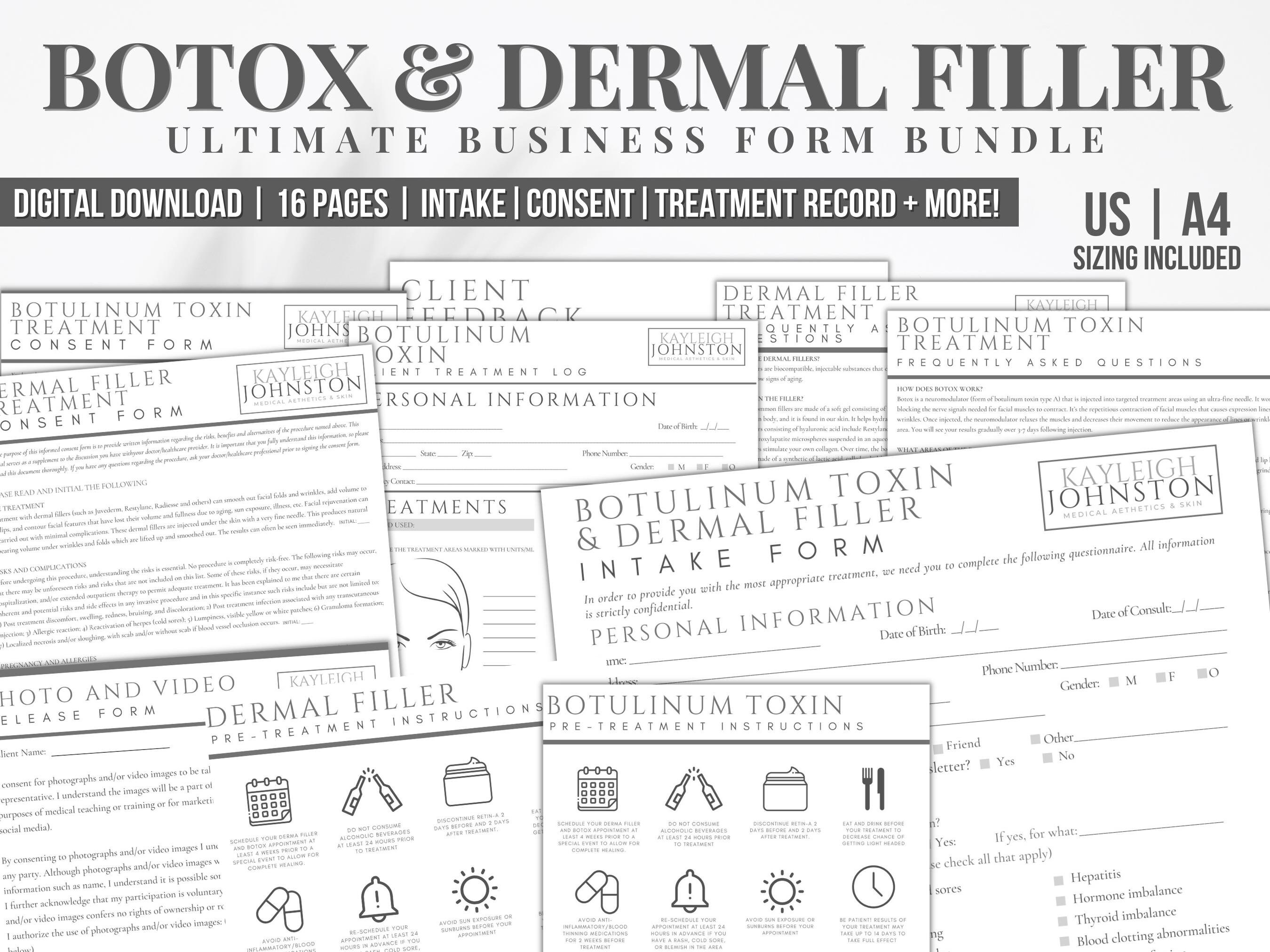 Botox Form Templates, Dermal Filler Templates,nurse Injector Template ...