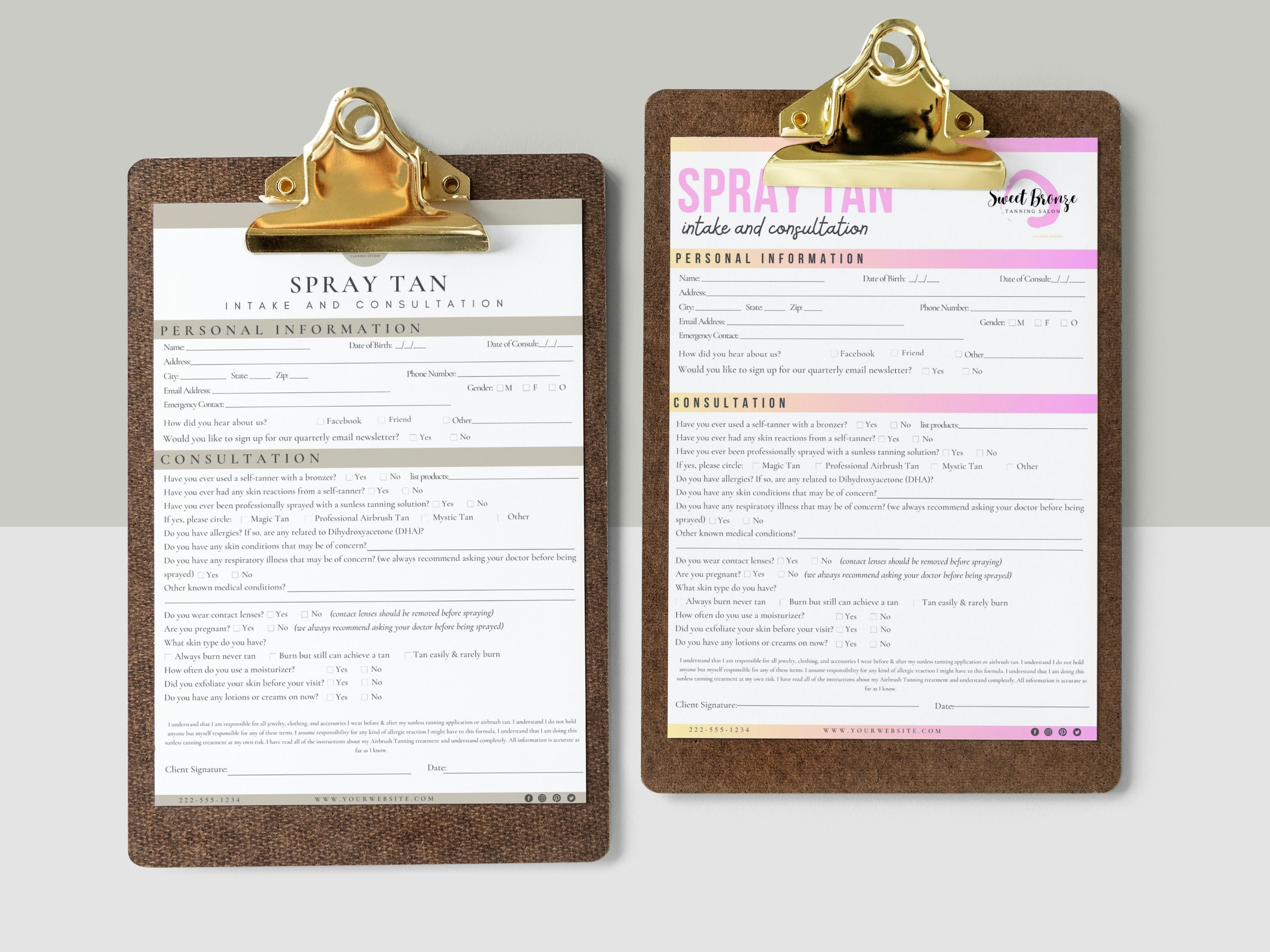 Spray Tan Intake Form Bundle, Editable Spray Tan Templates, Spray ...