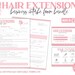 Hair Extension Intake Forms, Hair Extensions After Care Card, Hair ...