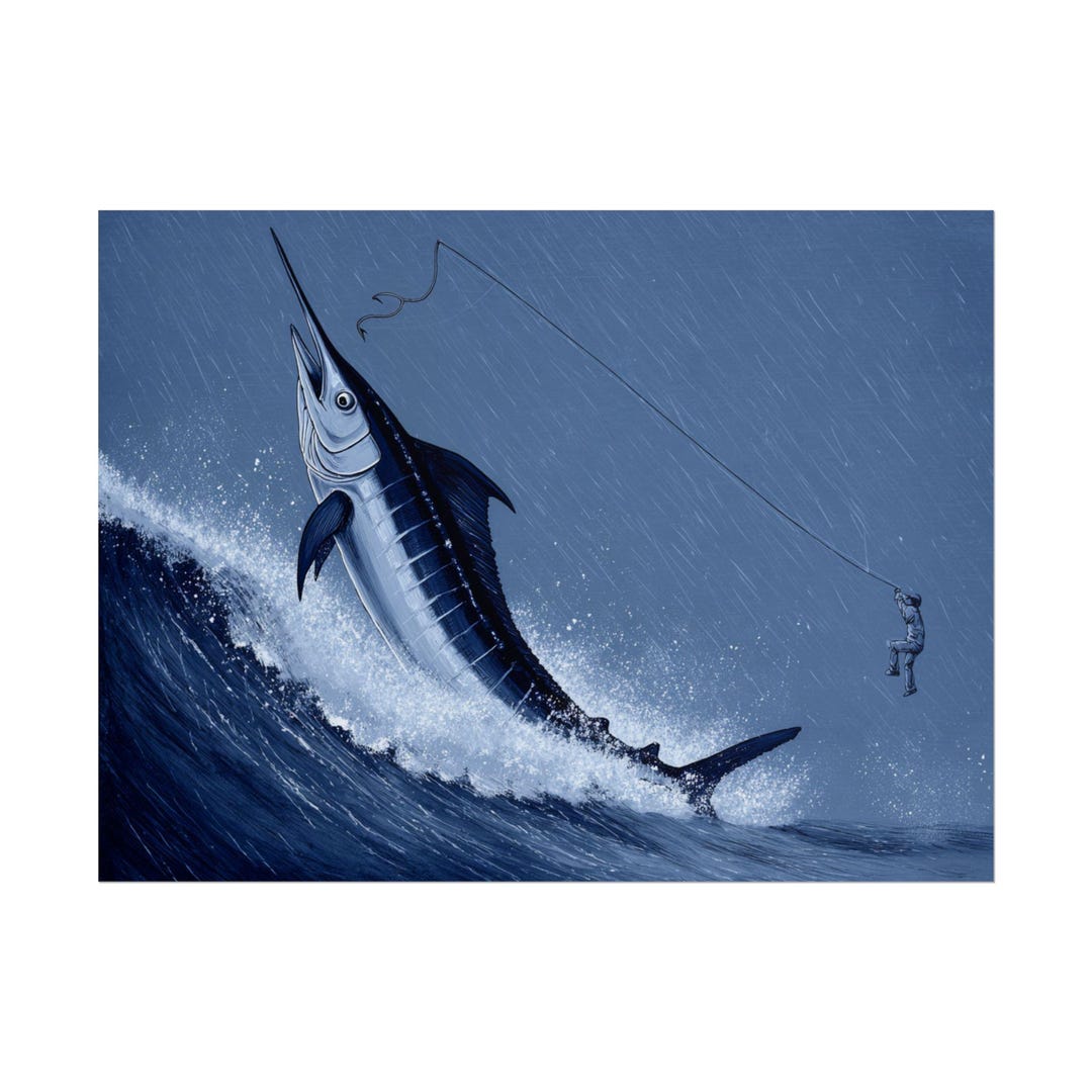 Catch and Ride White Marlin Print - Etsy