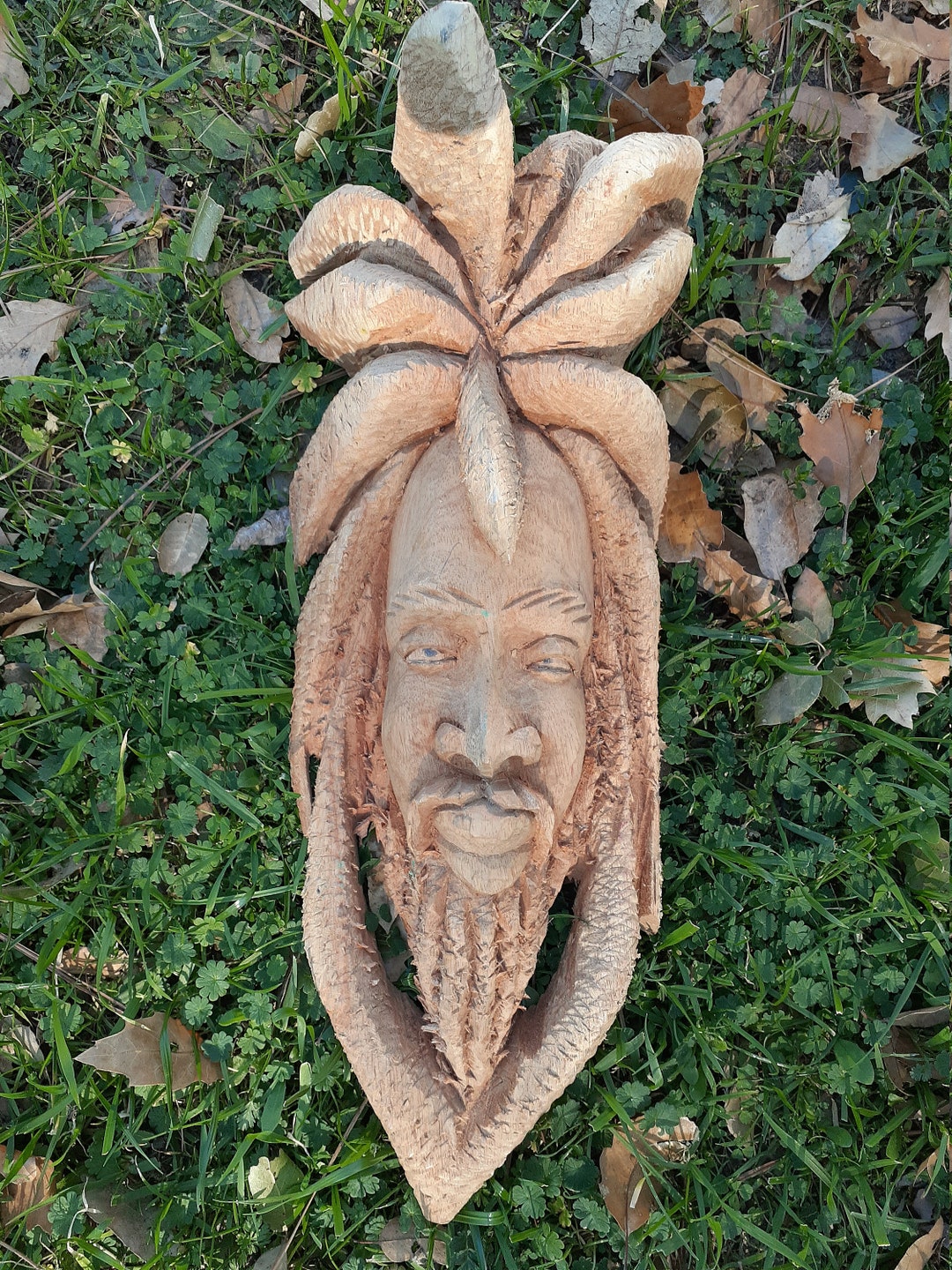Original Handmade Wood Carving Wall Decor Rasta Dreadlocks Rastafari ...