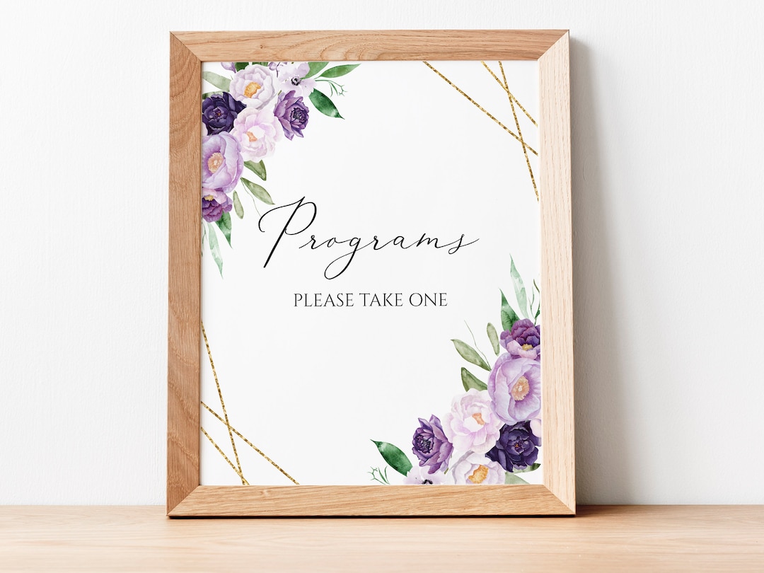 Funeral Program Sign, Printable Floral Memorial Program Sign, Memorial ...