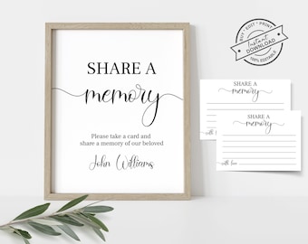 Funeral Share a Memory Card Template, Pink Funeral Memorial , Printable ...
