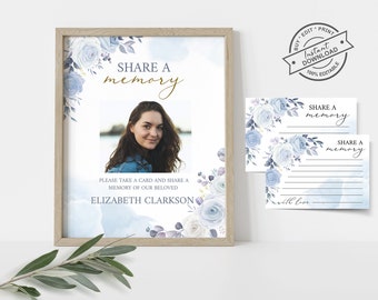 Funeral Share a Memory Card Template, Pink Funeral Memorial , Printable ...