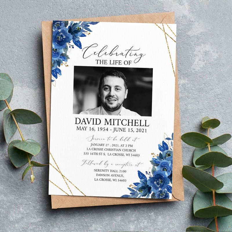 Blue Funeral Template - Etsy