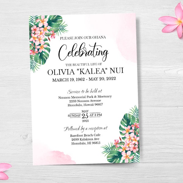 Tropical Funeral Card - Etsy