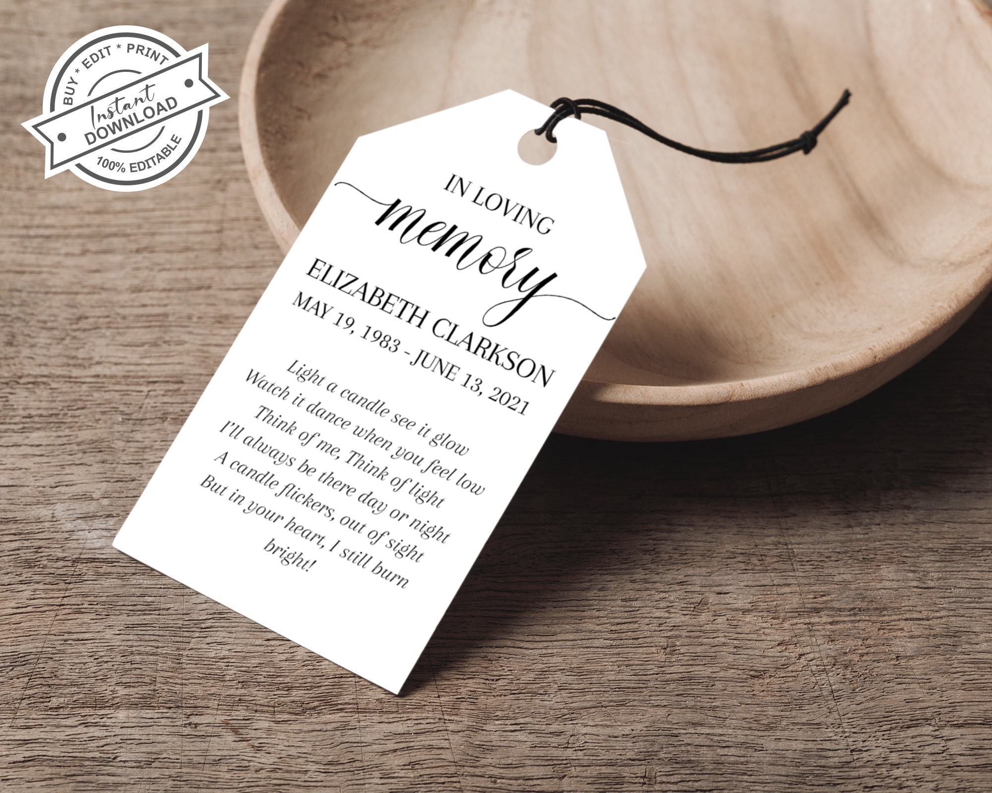 Celebration of Life Invitation Funeral Favor Tag - Etsy
