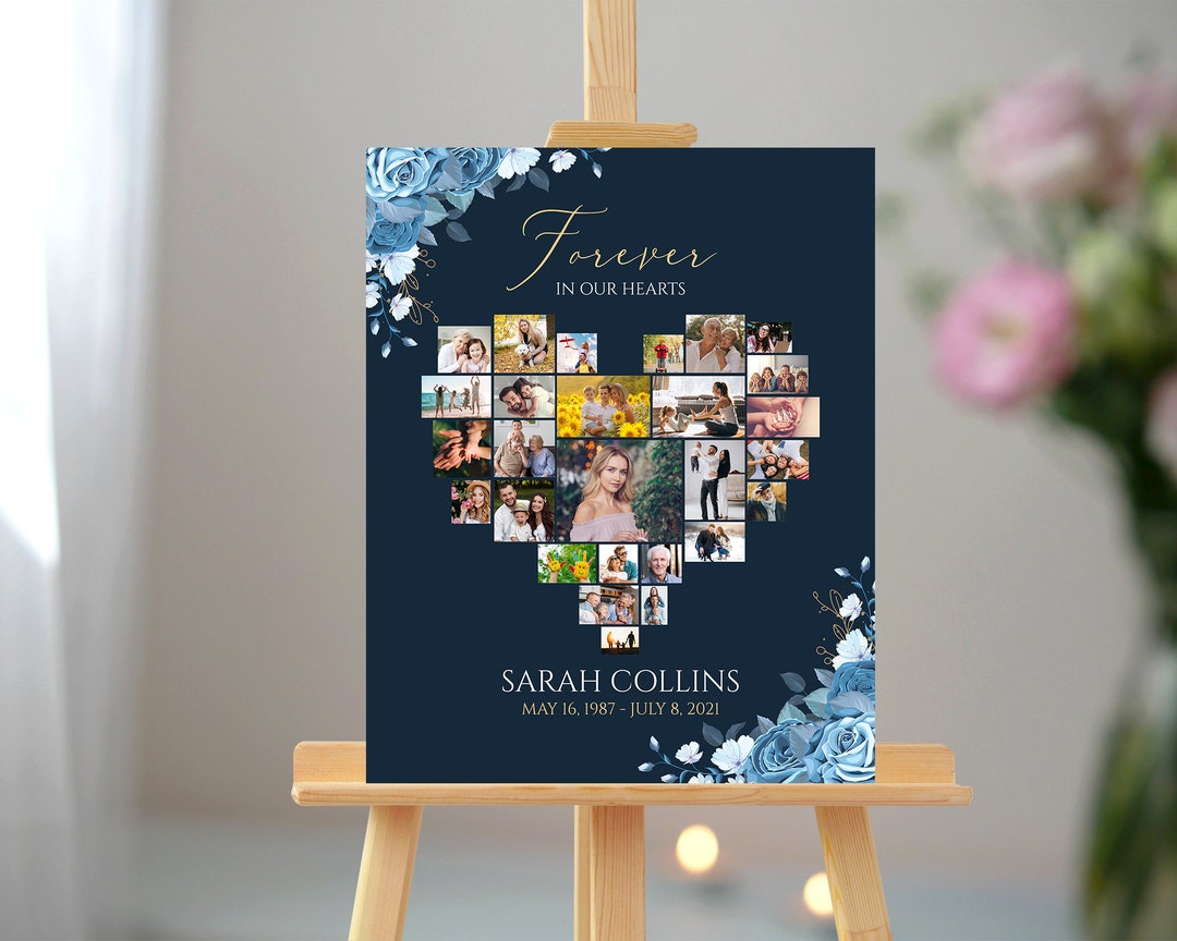 Heart Funeral Welcome Sign, Celebration of Life, Editable Heart Funeral ...