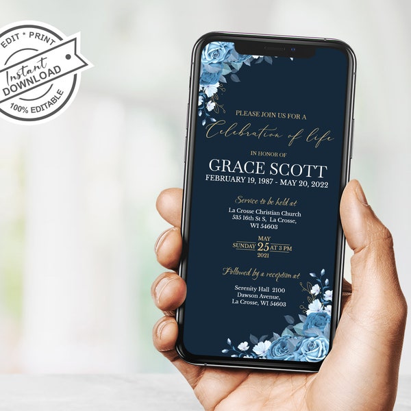 Funeral Digital Electronic Invitation - Etsy