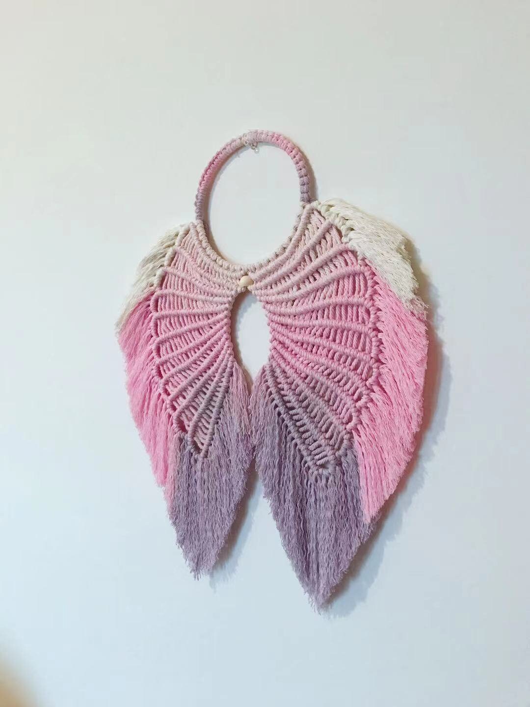 Medium Macrame Angel Wings Angel Wings on Metal Loop Macrame - Etsy