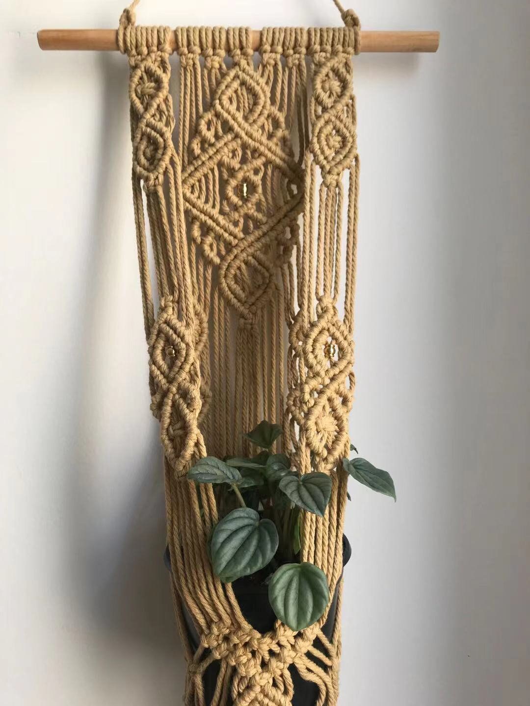 Macrame Hanger on the Wall, Plant Holder Hanging, Dijon Macrame Wall ...