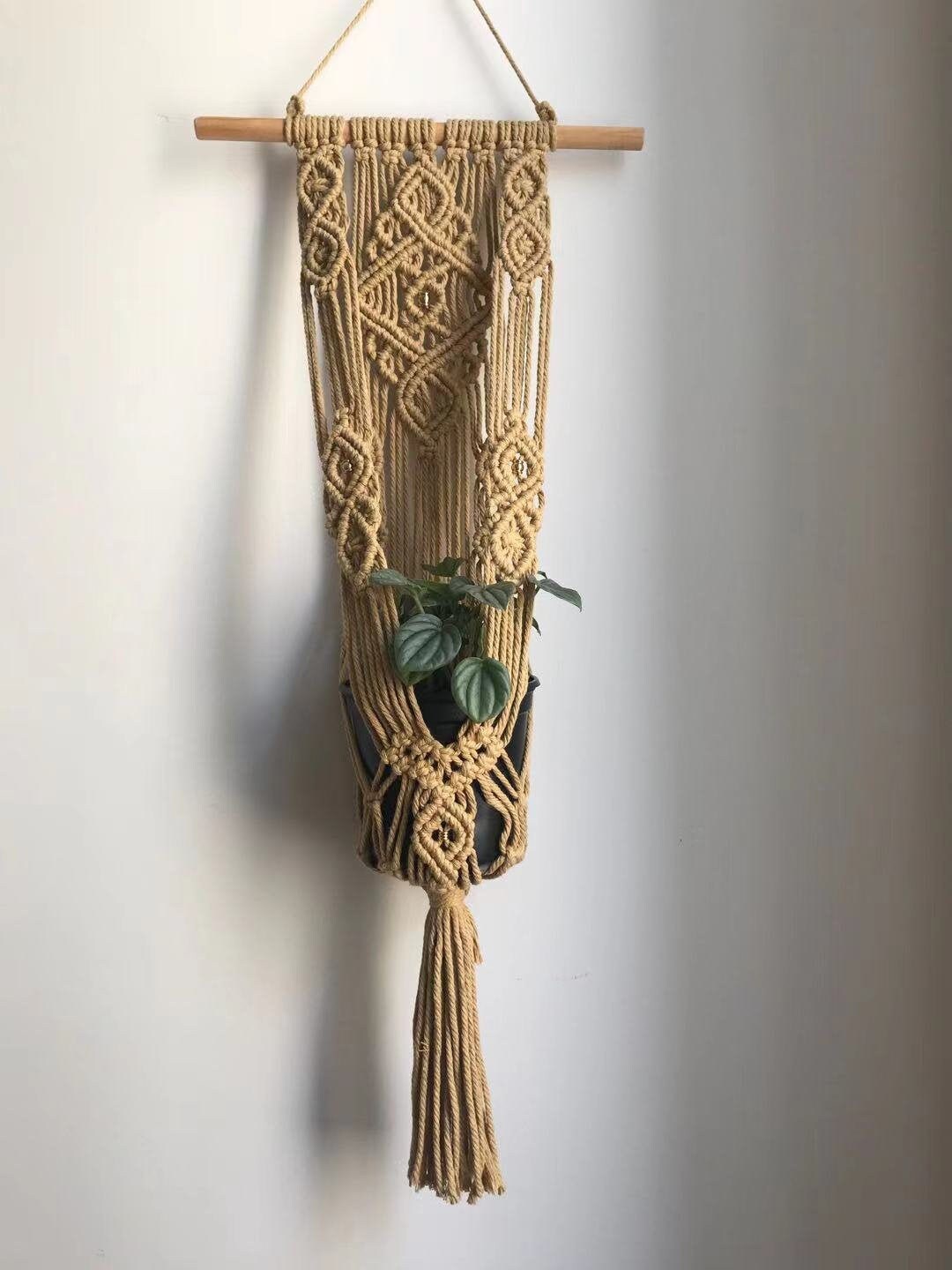 Macrame Hanger on the Wall, Plant Holder Hanging, Dijon Macrame Wall ...