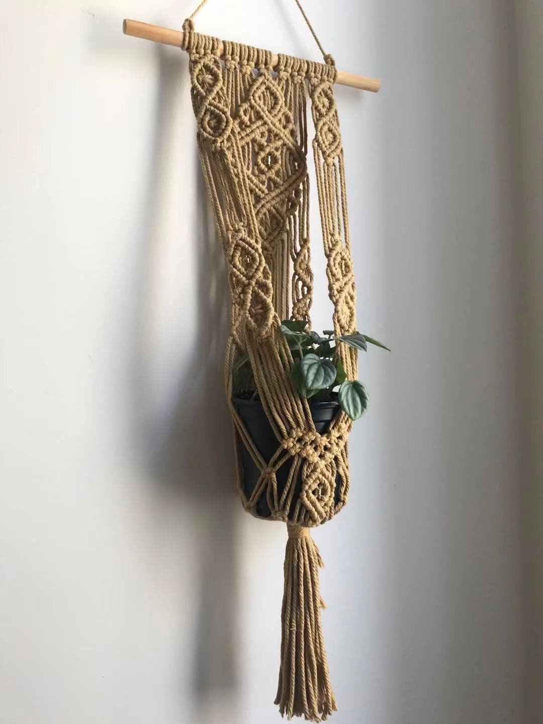 Macrame Hanger on the Wall, Plant Holder Hanging, Dijon Macrame Wall ...