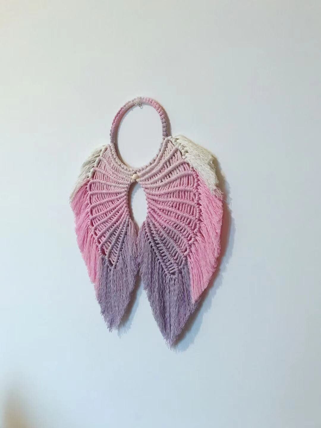 Medium Macrame Angel Wings Angel Wings on Metal Loop Macrame - Etsy