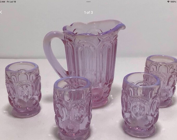 Weishar Pink Opalescent Child Size Pitcher and 4 Cups - Etsy