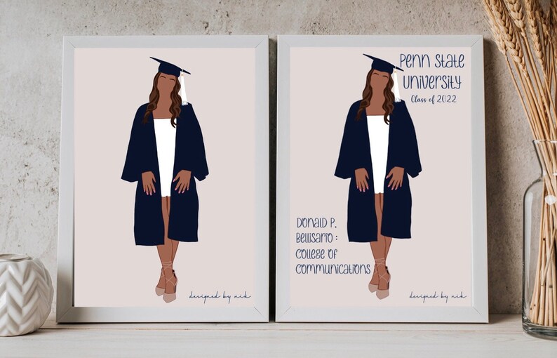 Graduation Cartoon Illustration, Custom Digital Portrait, Faceless ...
