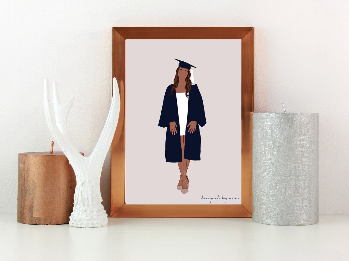 Graduation Cartoon Illustration, Custom Digital Portrait, Faceless ...
