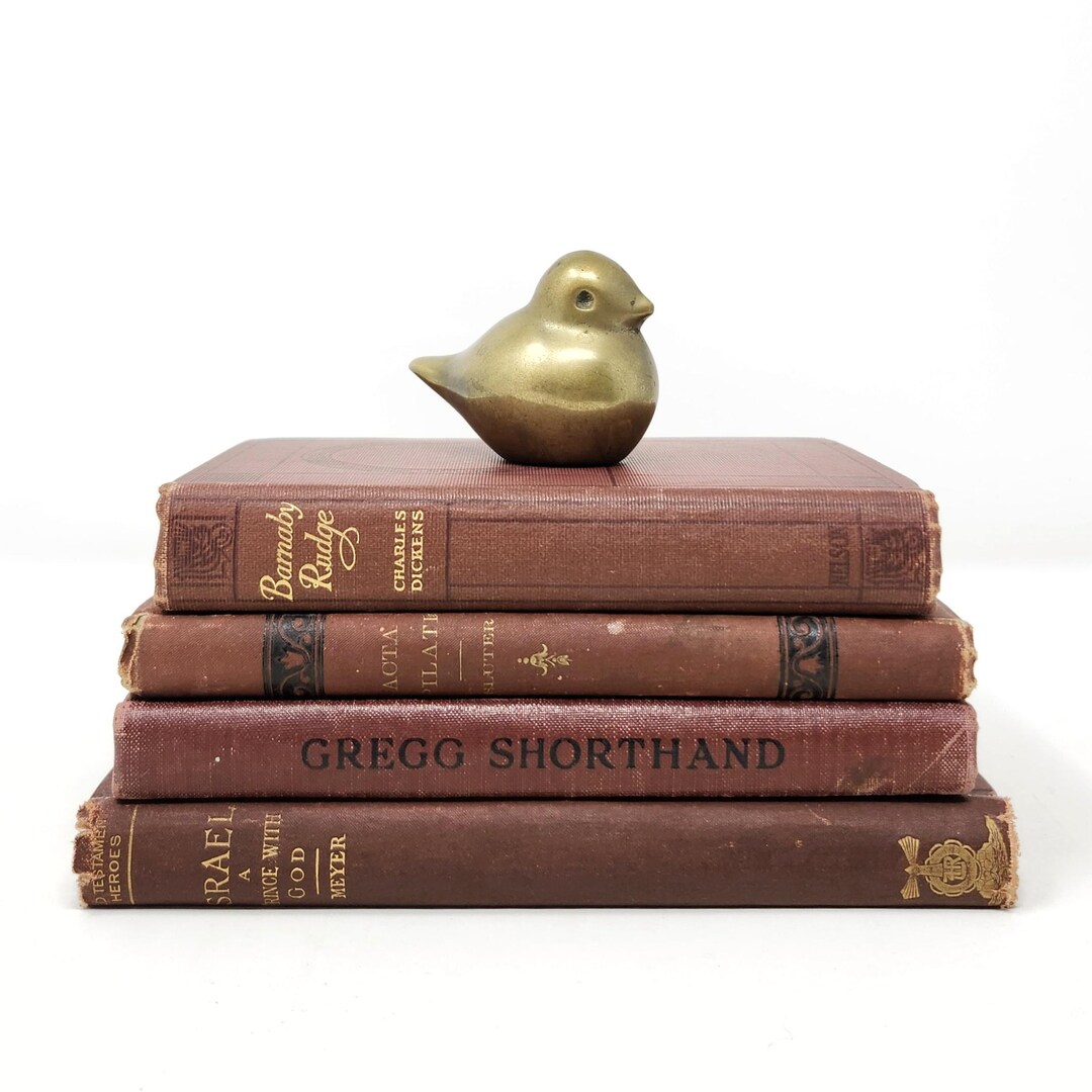 Antique Book Set | Brick Red Tones | Dickens, Acta Pilati - Etsy