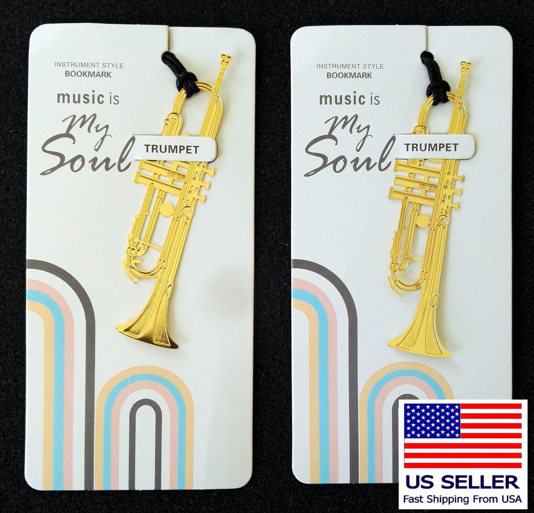 Pair of Music Bookmark, Trumpet, Gold-plated Metal Art Gift - Etsy