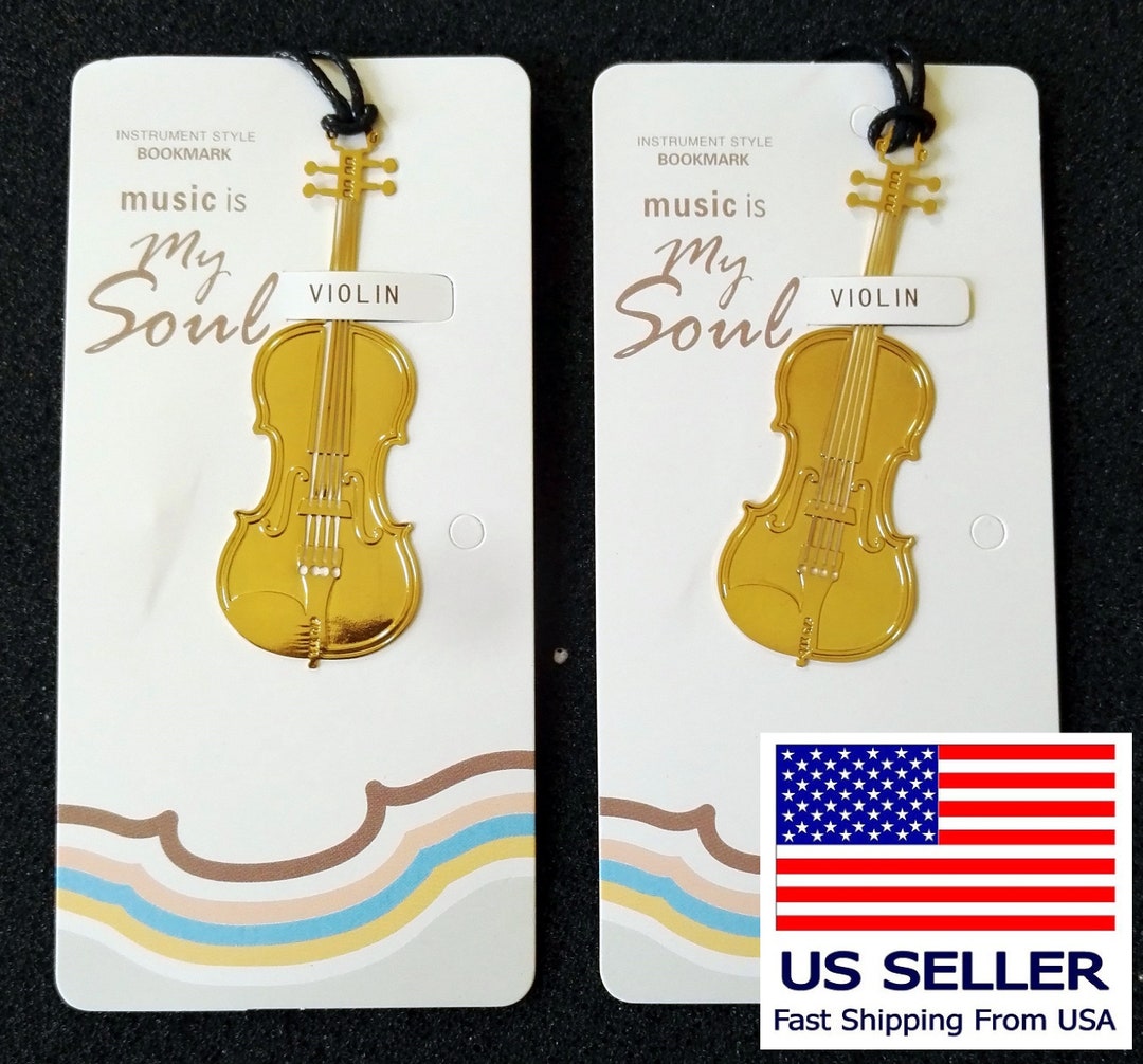 Pair of Music Bookmark, Violin, Gold-plated Metal Art Nice Gift - Etsy