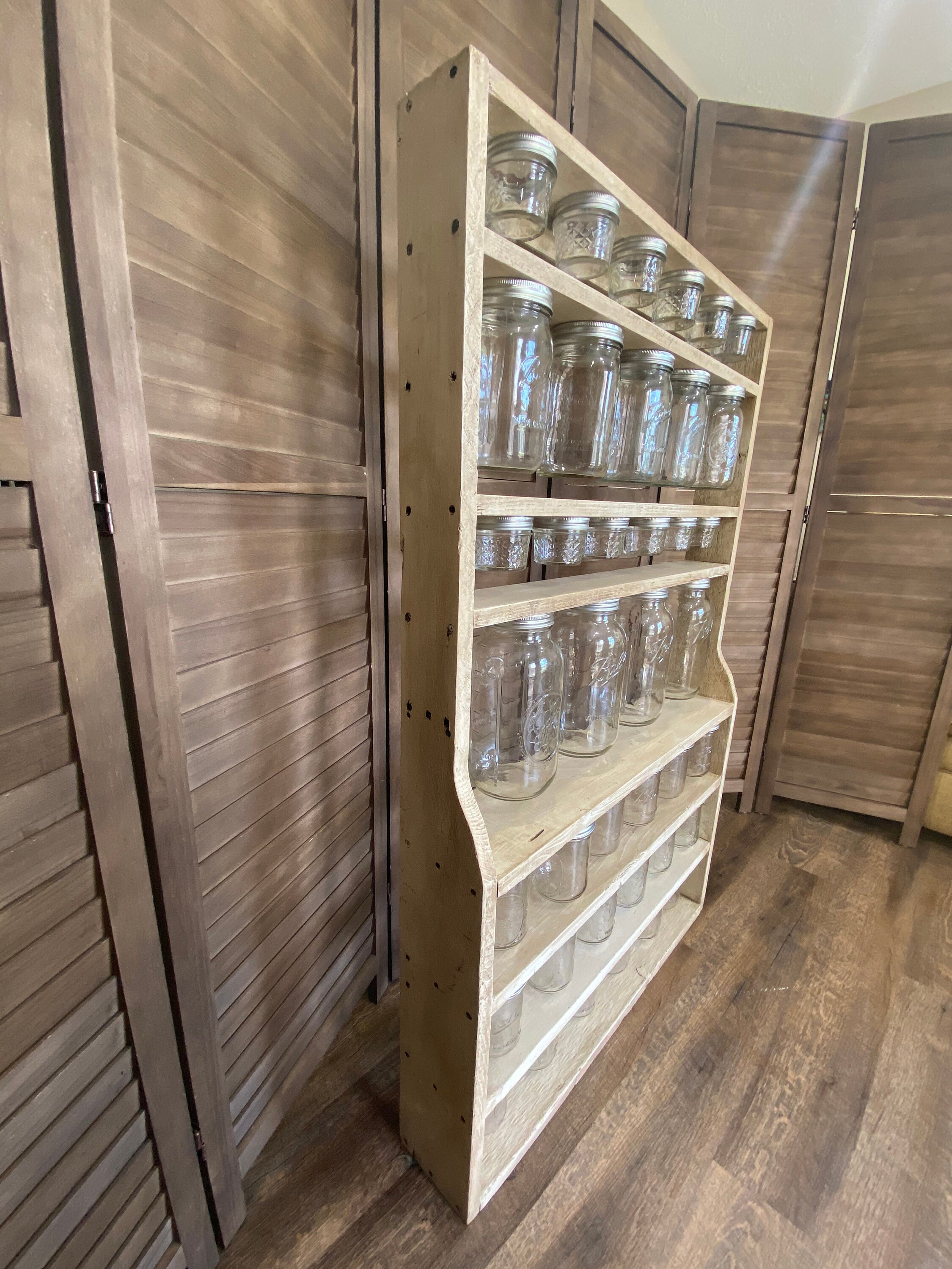 Rustic Ball Glass Jar Storage/spice Rack, Candy Organizer One of a Kind ...