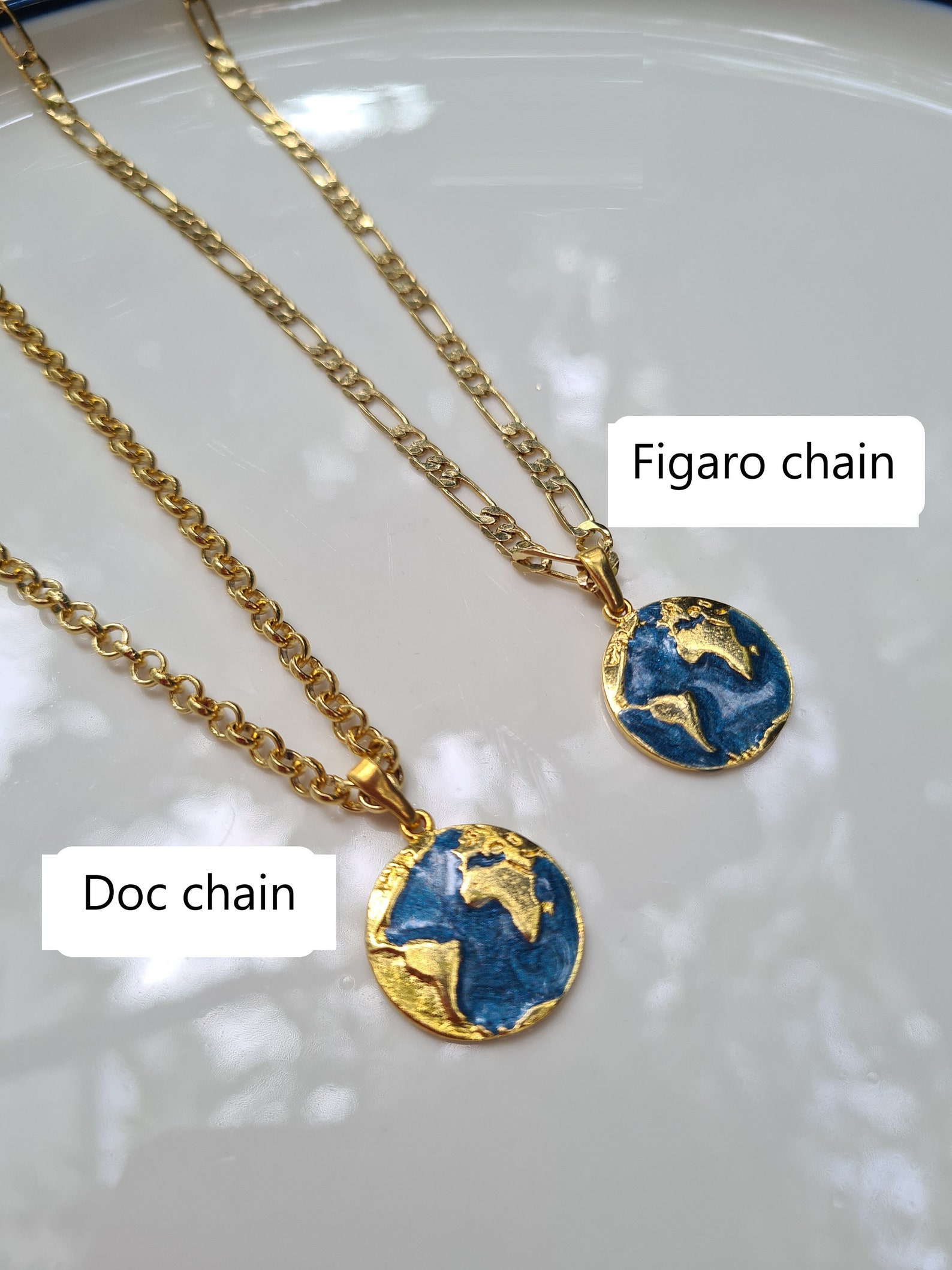 Earth Necklace, Blue Earth Pendant, Initial Letter World Map Jewellery ...