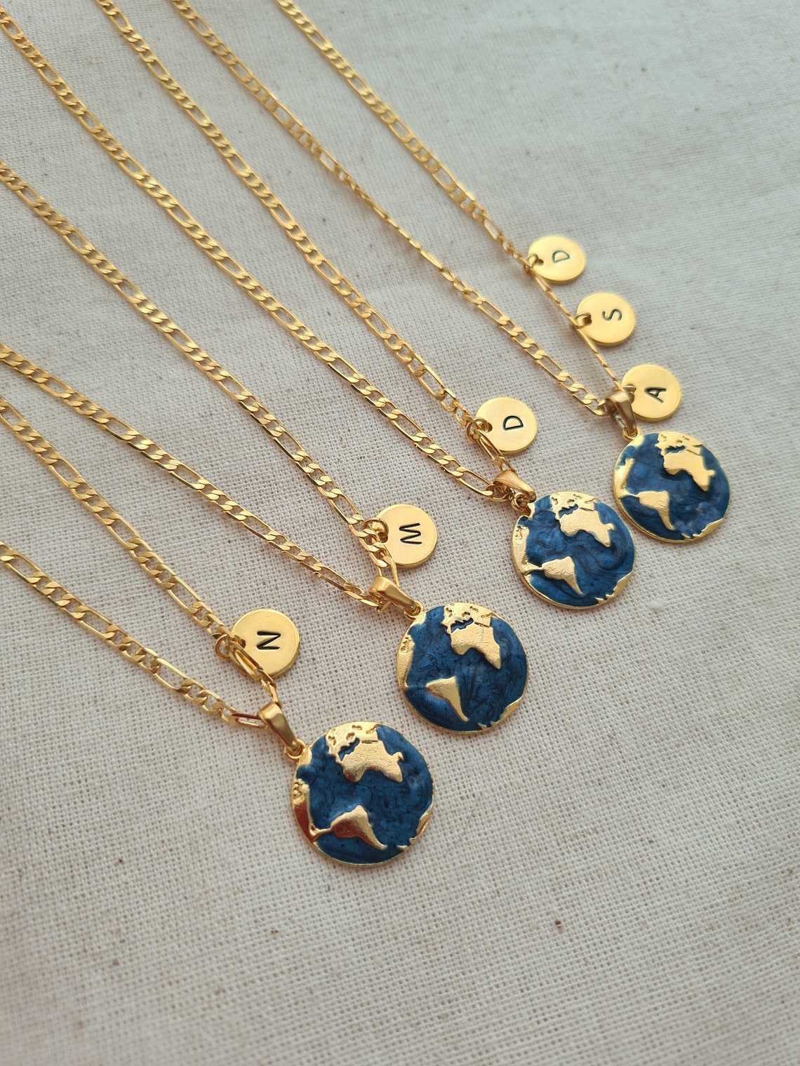 Earth Necklace, Blue Earth Pendant, Initial Letter World Map Jewellery ...