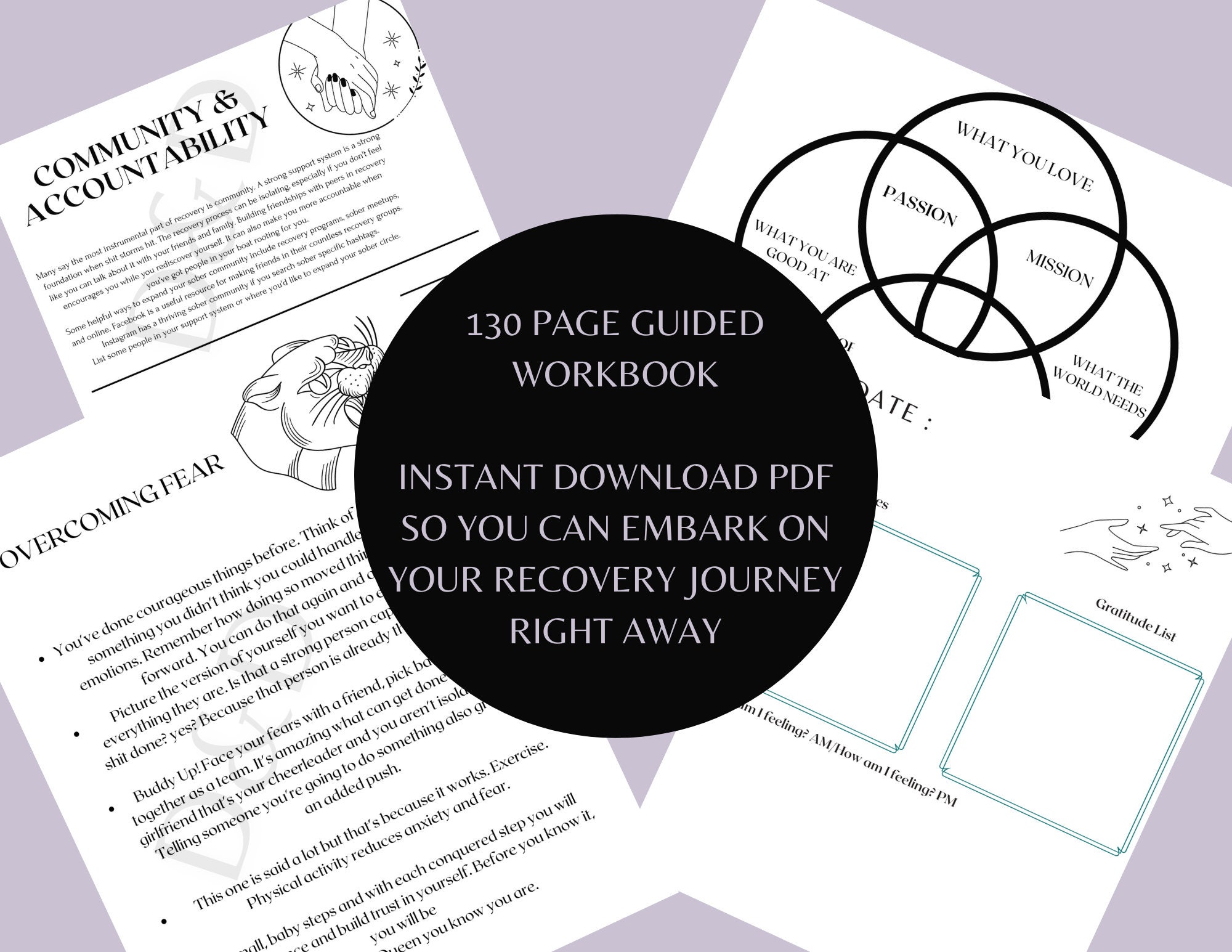 Addiction Recovery Guided Workbook Sober Journal - Etsy