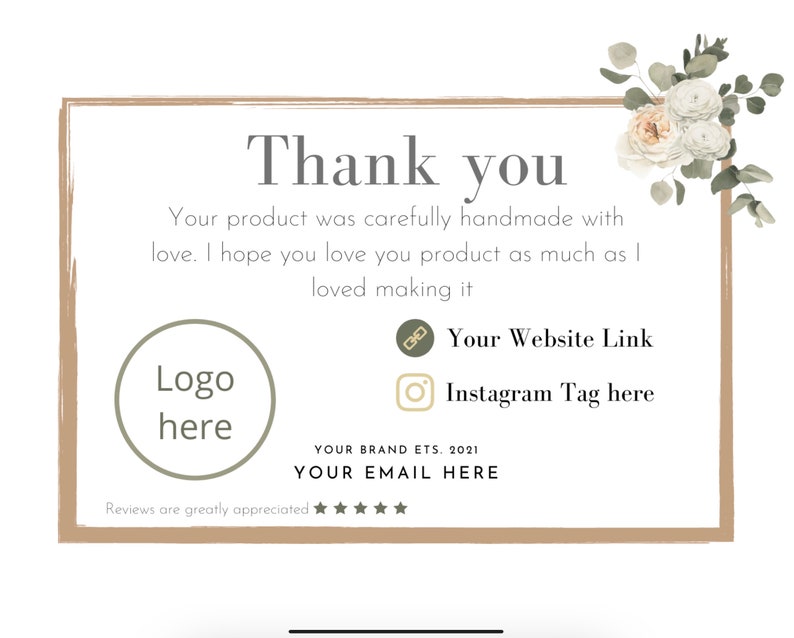 Editable Business Template. Thank You for Shopping Message/note ...