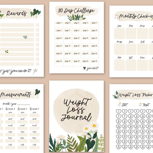 PRINTABLE Weightloss Journal Tracker - Etsy