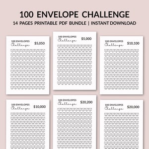 100 Envelope Challenge Bundle L Money Saving Challenge Tracker, Save ...