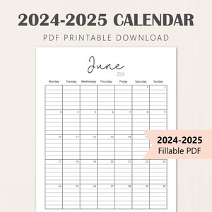 2024 2025 Midyear Calendars PORTRAIT Lined & Blank Monthly Academic ...